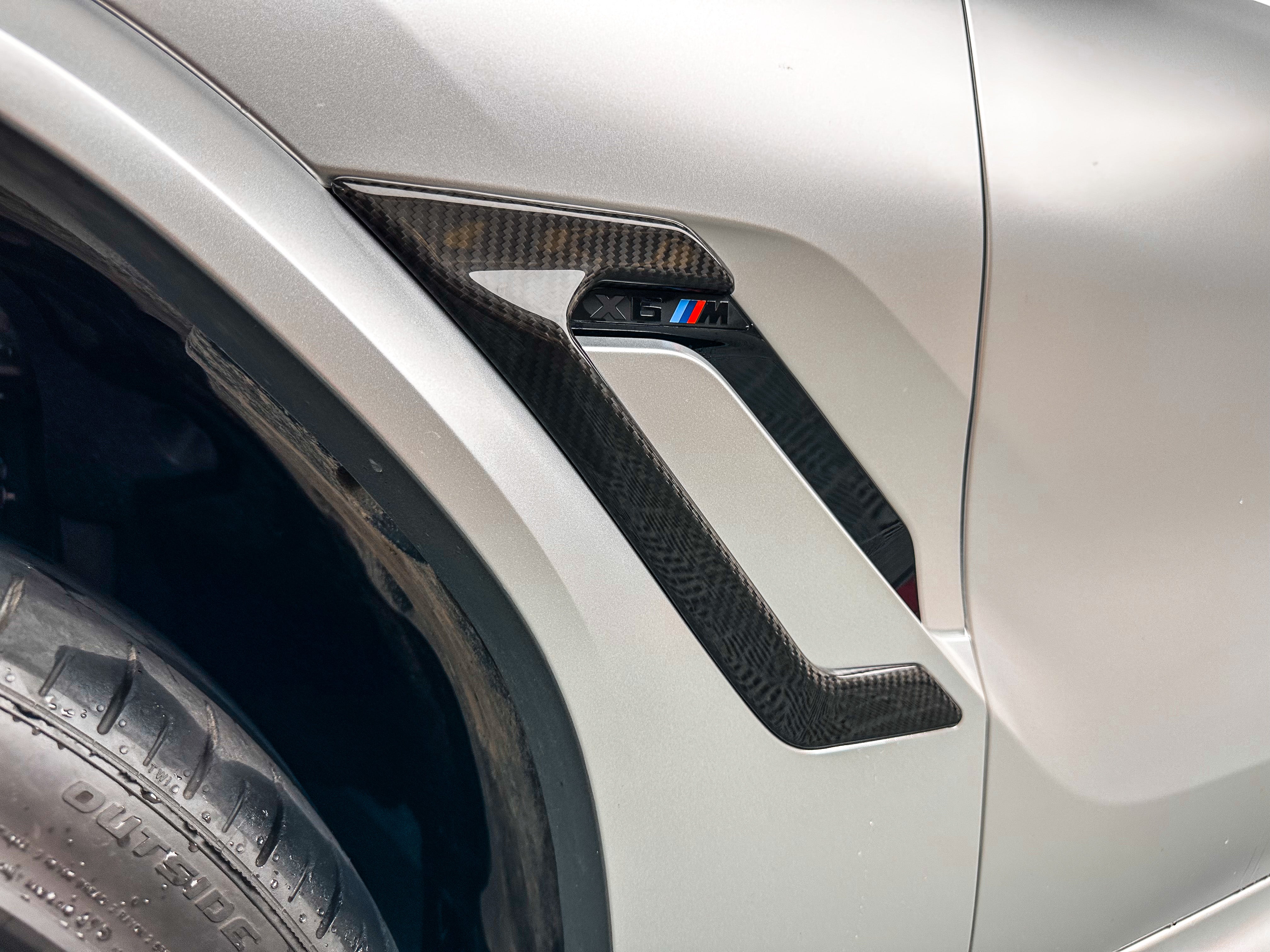 dry carbon fiber F96 X6M side fenders trims perfect fitment in stock ...